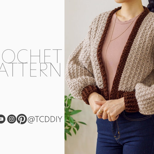 The Luxe Bomber Women's Crochet Cardigan Pattern - Etsy