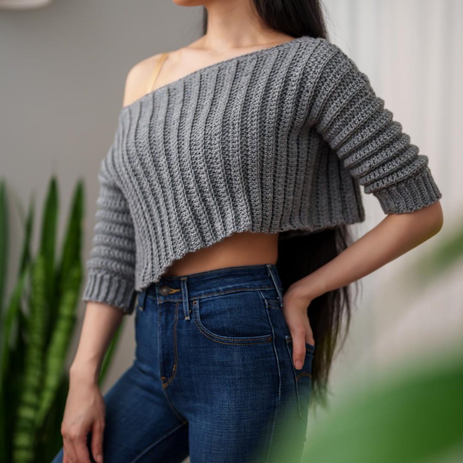 Crochet Crop Top Pattern: Off-shoulder Sweater (PDF Download) - Etsy
