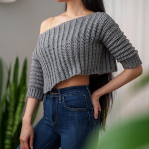 Crochet Crop Top Pattern: Off-shoulder Sweater (PDF Download) - Etsy