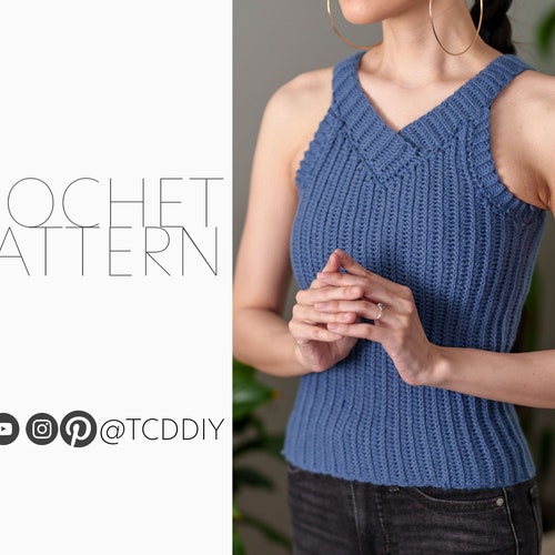 Crochet Pattern V Neck Tank Top Pattern PDF Download - Etsy