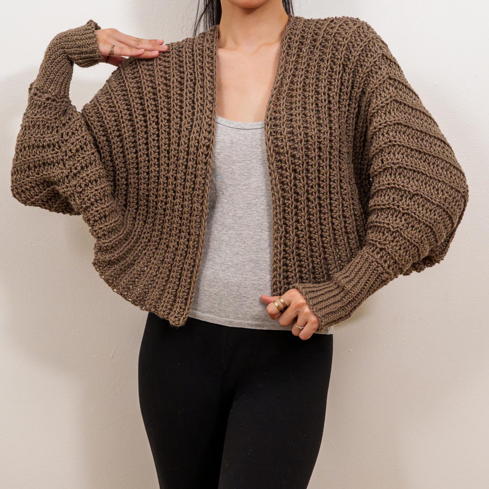 Crochet Pattern | Batwing Cardigan Sweater W. Thumbhole Cuffs | PDF ...