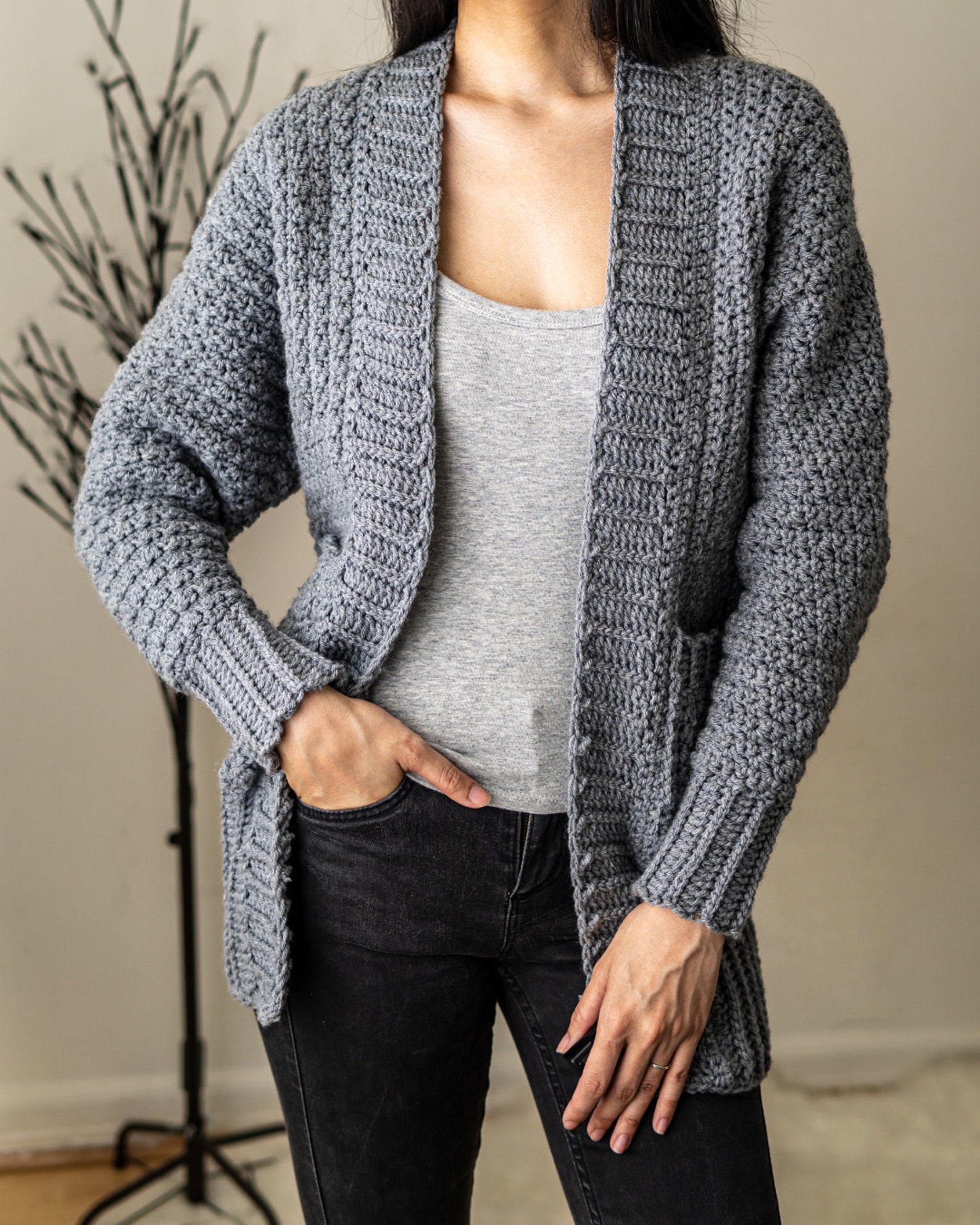 Crochet Pattern Batwing Cardigan With Pockets PDF Download - Etsy