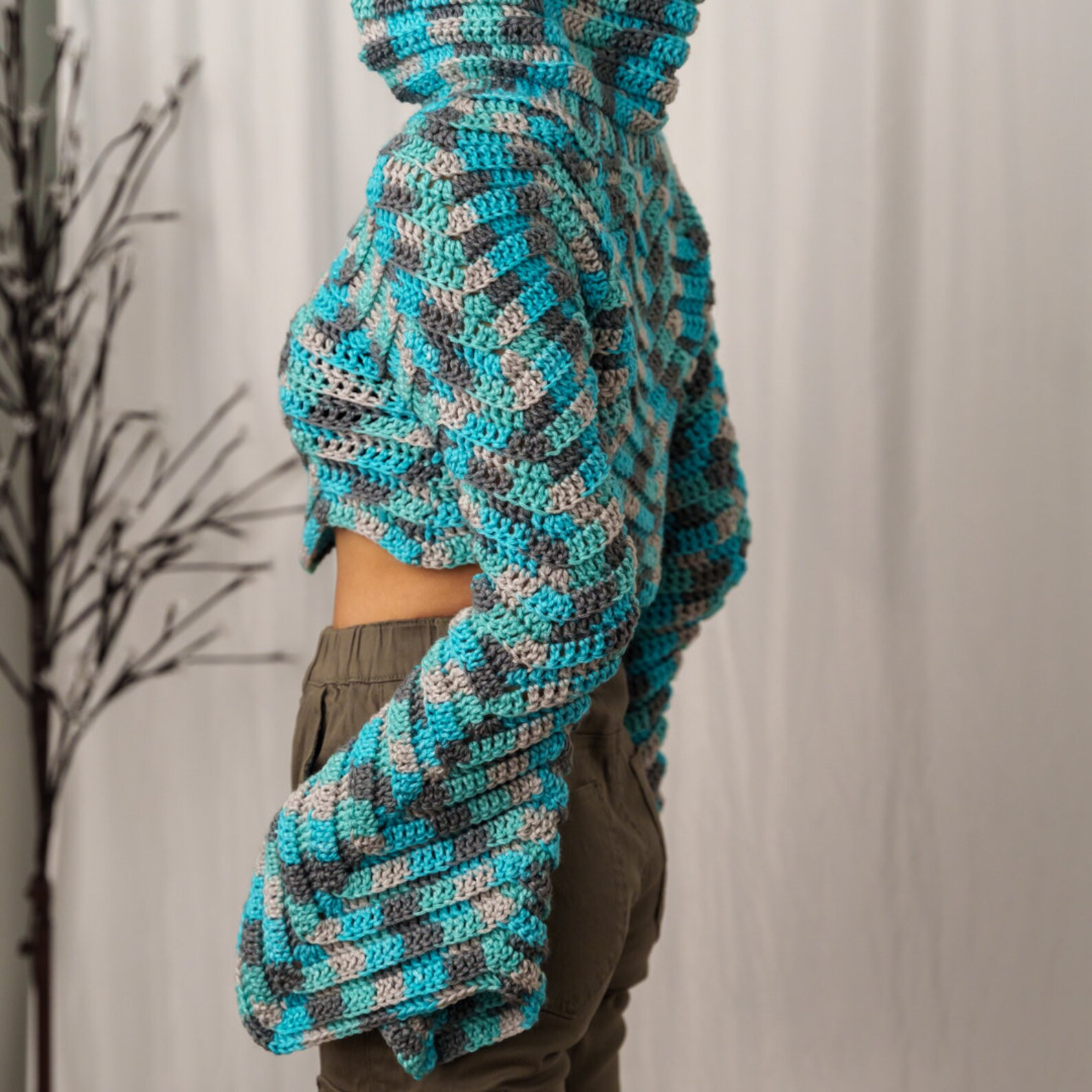 Crochet Chevron Cropped Hoodie Pattern: Bell Sleeves (PDF Download) - Etsy