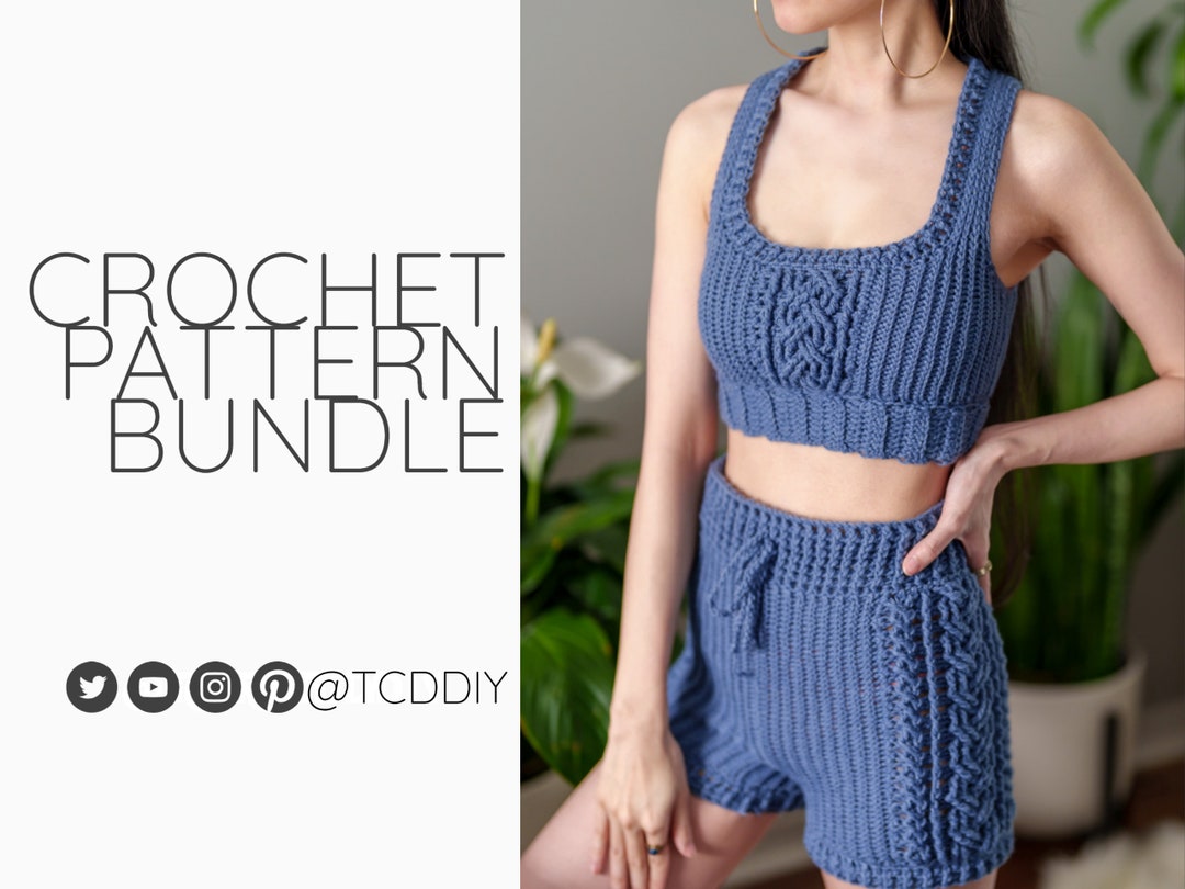 Crochet Pattern Bundle Cable Stitch Bralette Pattern Cable - Etsy