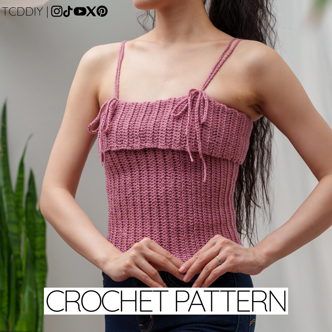 Crochet Pattern | Bow Strap Fold Tank Top | Easy | Ribbed | PDF Pattern ...