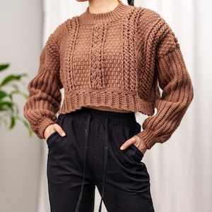Crochet Pattern | Cropped Cable Stitch Sweater | Cropped Cable Stitch ...