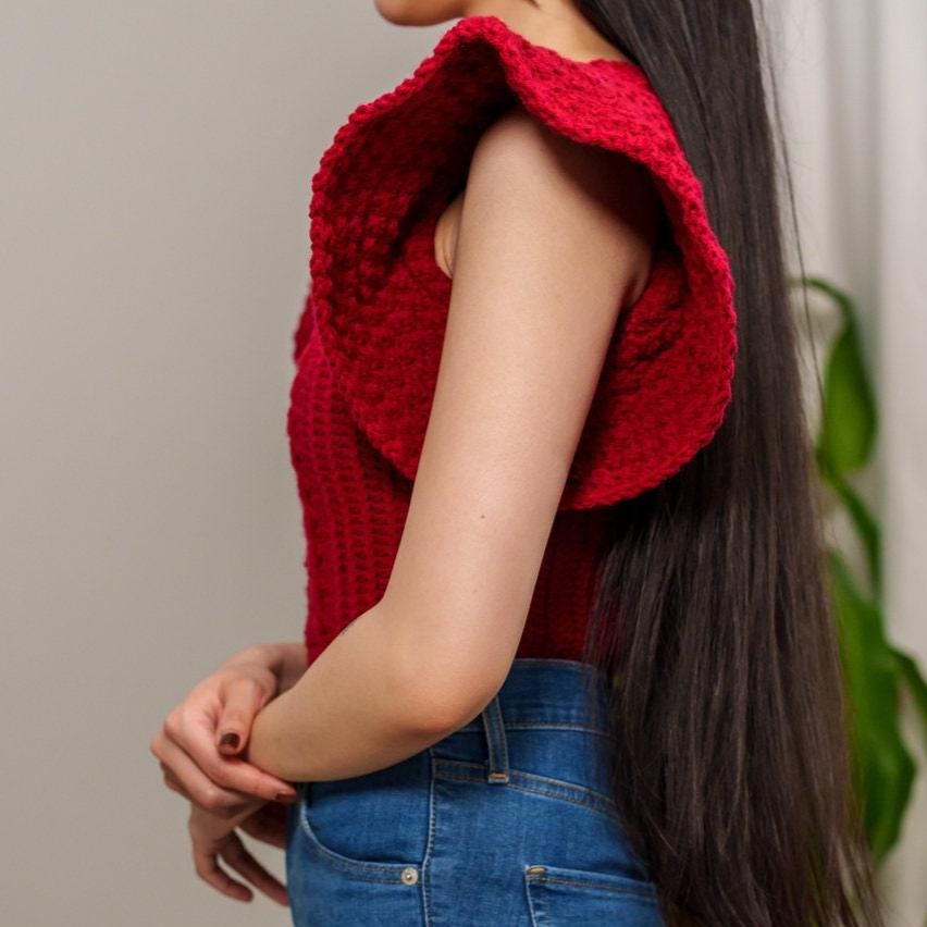Crochet Pattern | Ribbed Ruffle Top W. Scoop Neck & Chest Detail | PDF ...