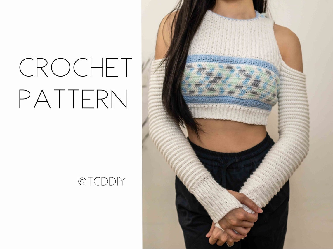 Crochet Pattern Long Sleeve Cropped Hoodie Pattern PDF - Etsy