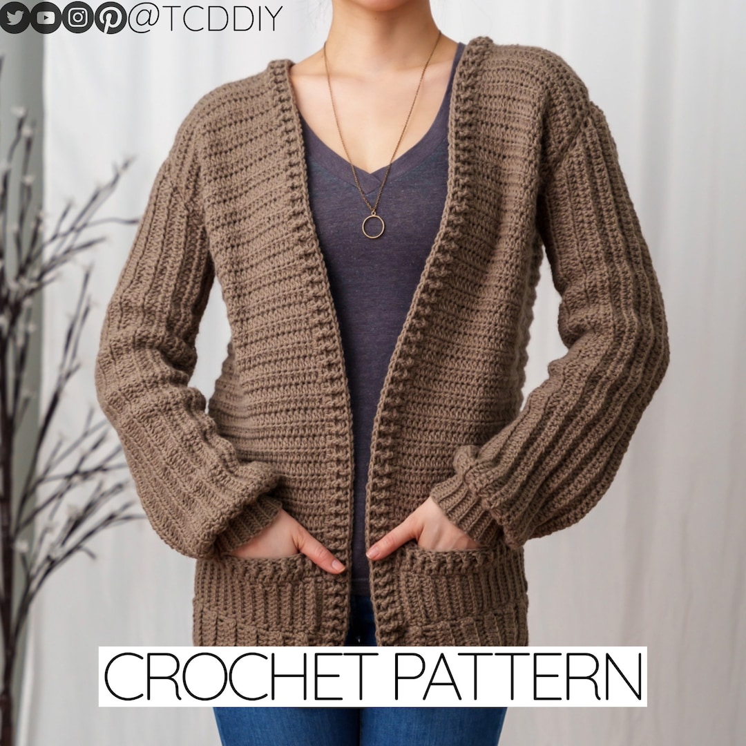 Crochet Pattern | Crochet Cardigan W. Pockets | PDF Download - Etsy