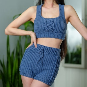 Crochet Pattern Bundle | Cable Stitch Bralette & Shorts W. Drawstring ...