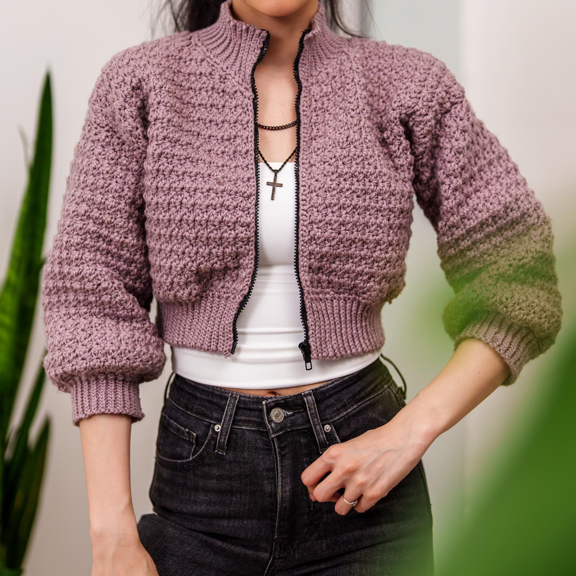 Crochet Pattern | Cropped Bomber Jacket W. Zipper | PDF Download - Etsy