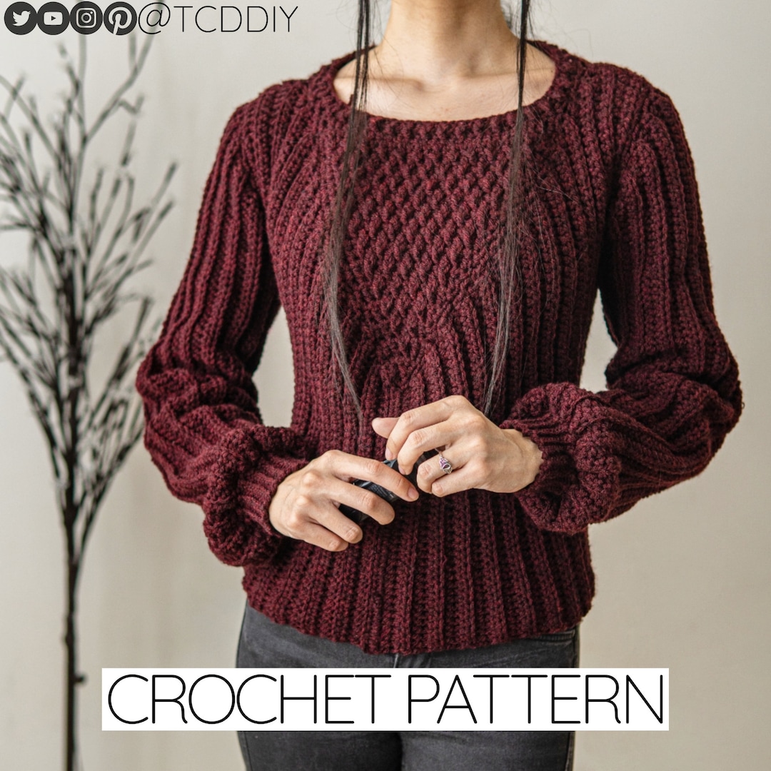 Crochet Ribbed Alpine Stitch Sweater Pattern (PDF Download) - Etsy