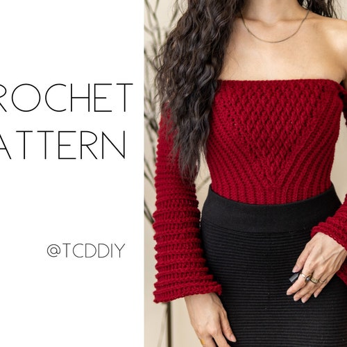 Crochet Lace Long Sleeve Crop Top Pattern Pdf Crochet Etsy