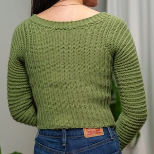 Crochet Pattern | Long Sleeve Boat Neck Sweater W. Thumbhole Cuffs ...