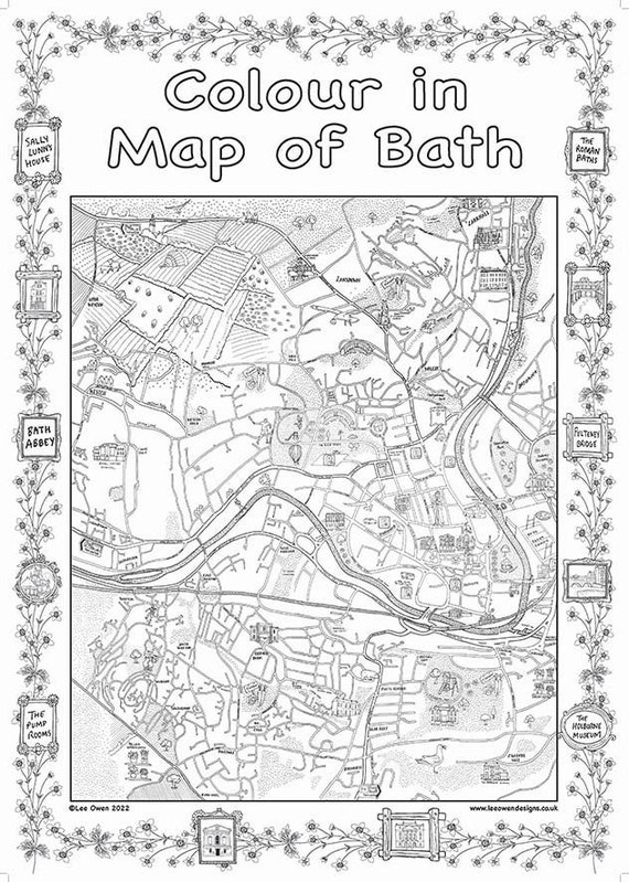 Colour in Map of Bath | Etsy