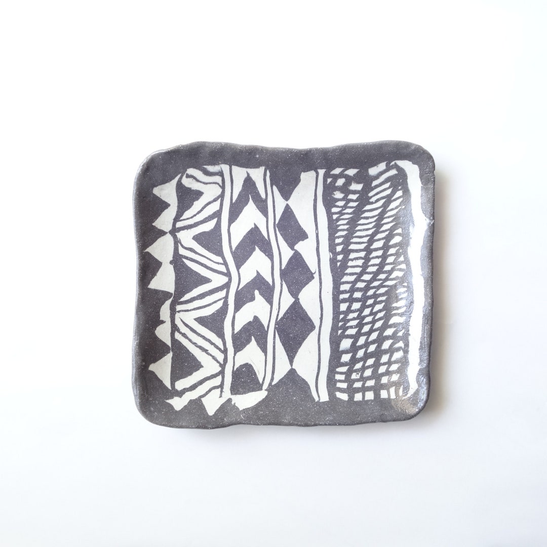 KO522-25 Nerikomi Pottery Plate, Nerikomi Pattern Burkina Faso Cassena ...