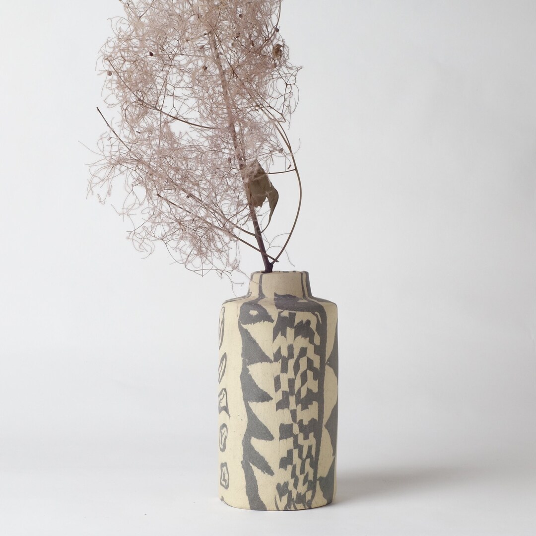 No.1013 Nerikomi Pottery, Handmade Pottery, Flower Vase, Pattern of the ...