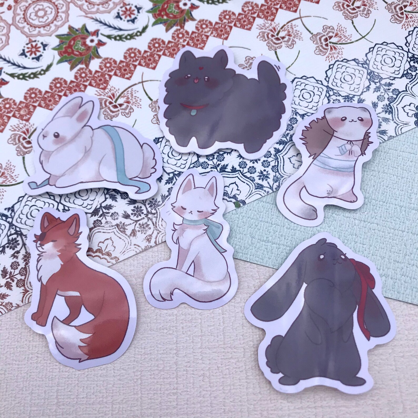 Cute MXTX Animal Stickers Set of 6 | Etsy