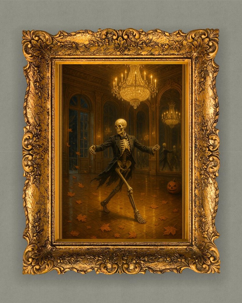 Spooky Skeleton Dancing — Gothic Halloween Wall Art Print. Printable ...