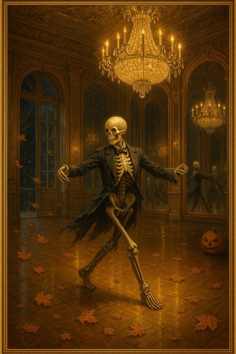 Spooky Skeleton Dancing — Gothic Halloween Wall Art Print. Printable ...