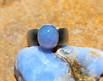 Ellensburg Blue Agate Halo Ring Size 8 Sterling Silver and Natural ...