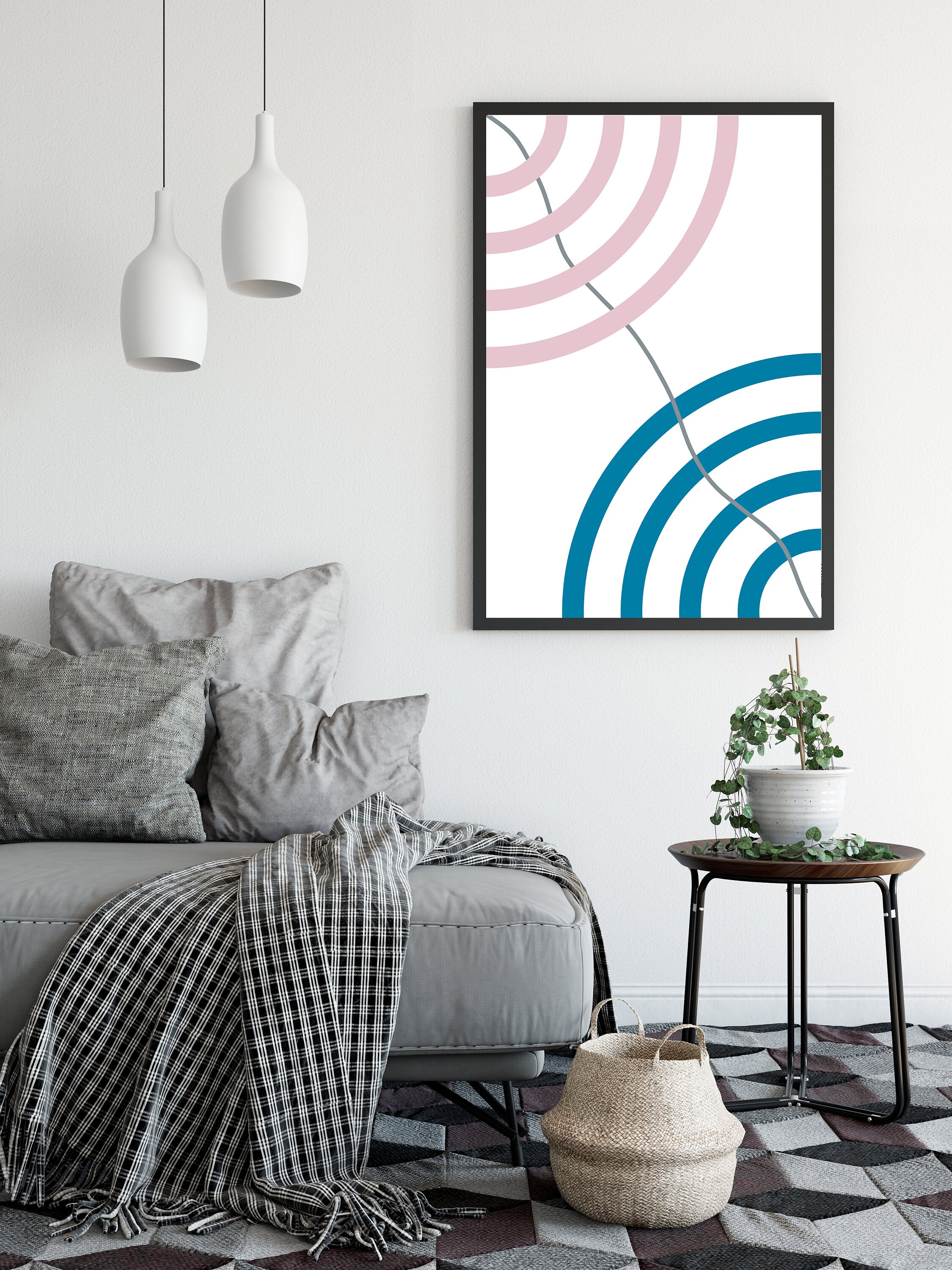 Printable Abstract Art, Wall Decor, Print to Download, Pink and Blue - Etsy