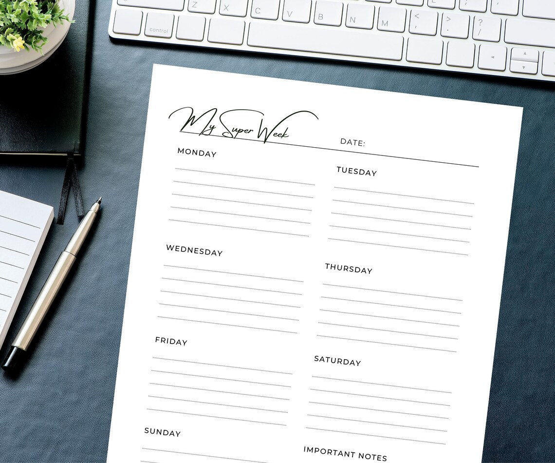 Weekly Planner Printable PDF Digital Downloadable Organiser - Etsy