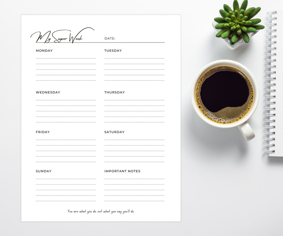 Weekly Planner Printable PDF Digital Downloadable Organiser - Etsy