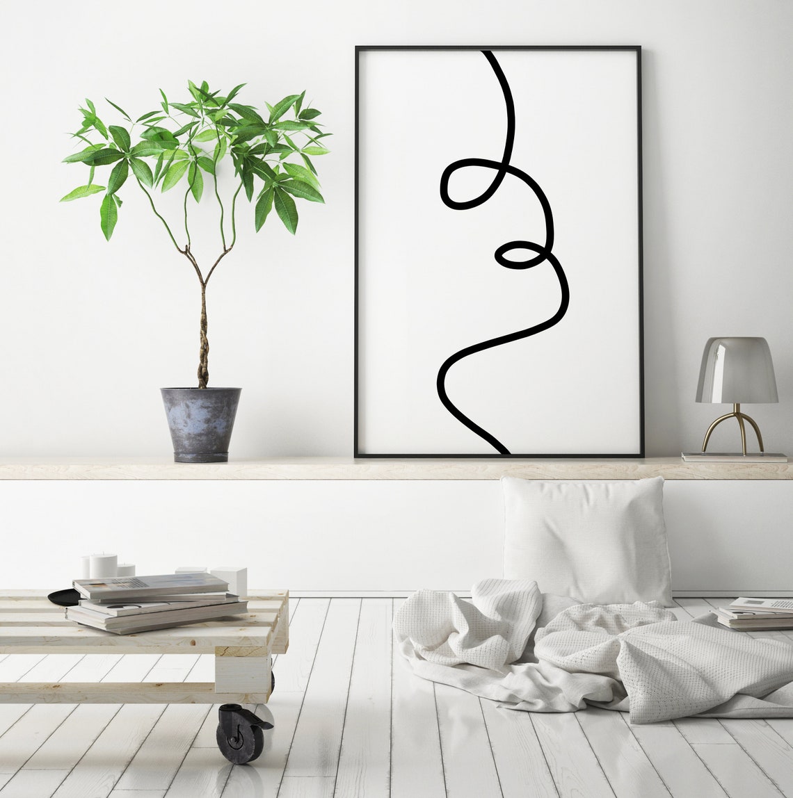 Printable Wall Art, Abstract Printable Art, Black and White, Instant ...