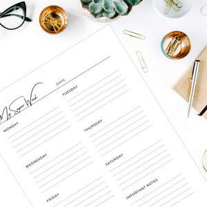 Weekly Planner Printable PDF Digital Downloadable Organiser - Etsy