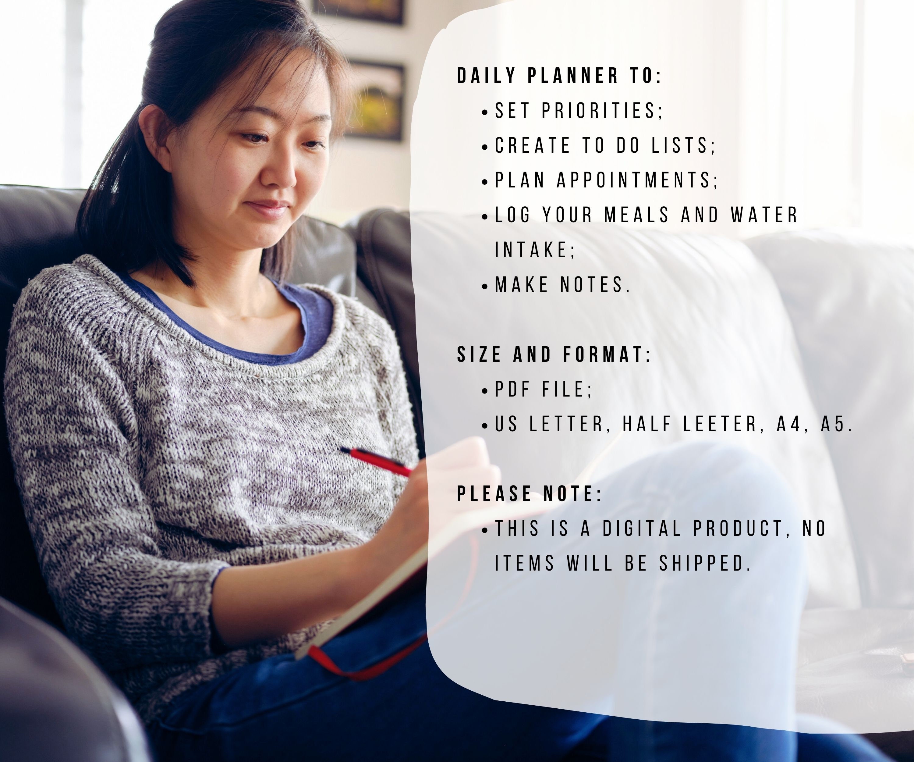 Daily Planner, Printable Half Hour Modern Daily Journal, Hourly Planner ...