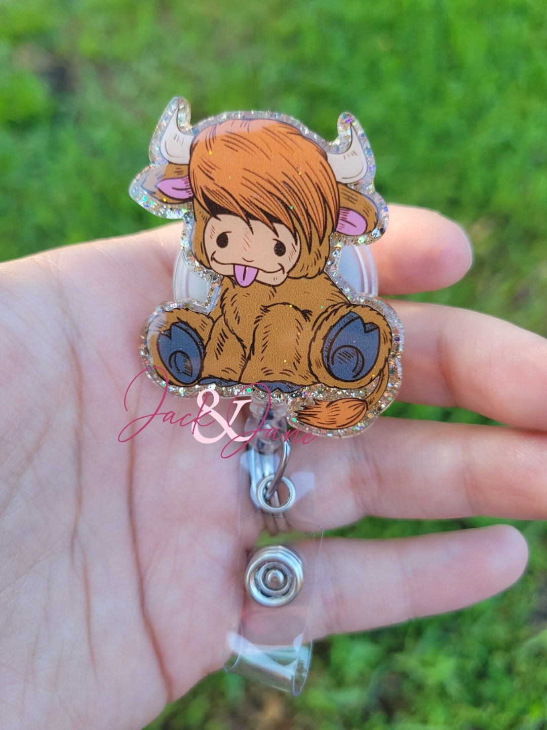 Highland Cow Badge Reel, Retractable Badge Reel, Animal Badge Holder ...