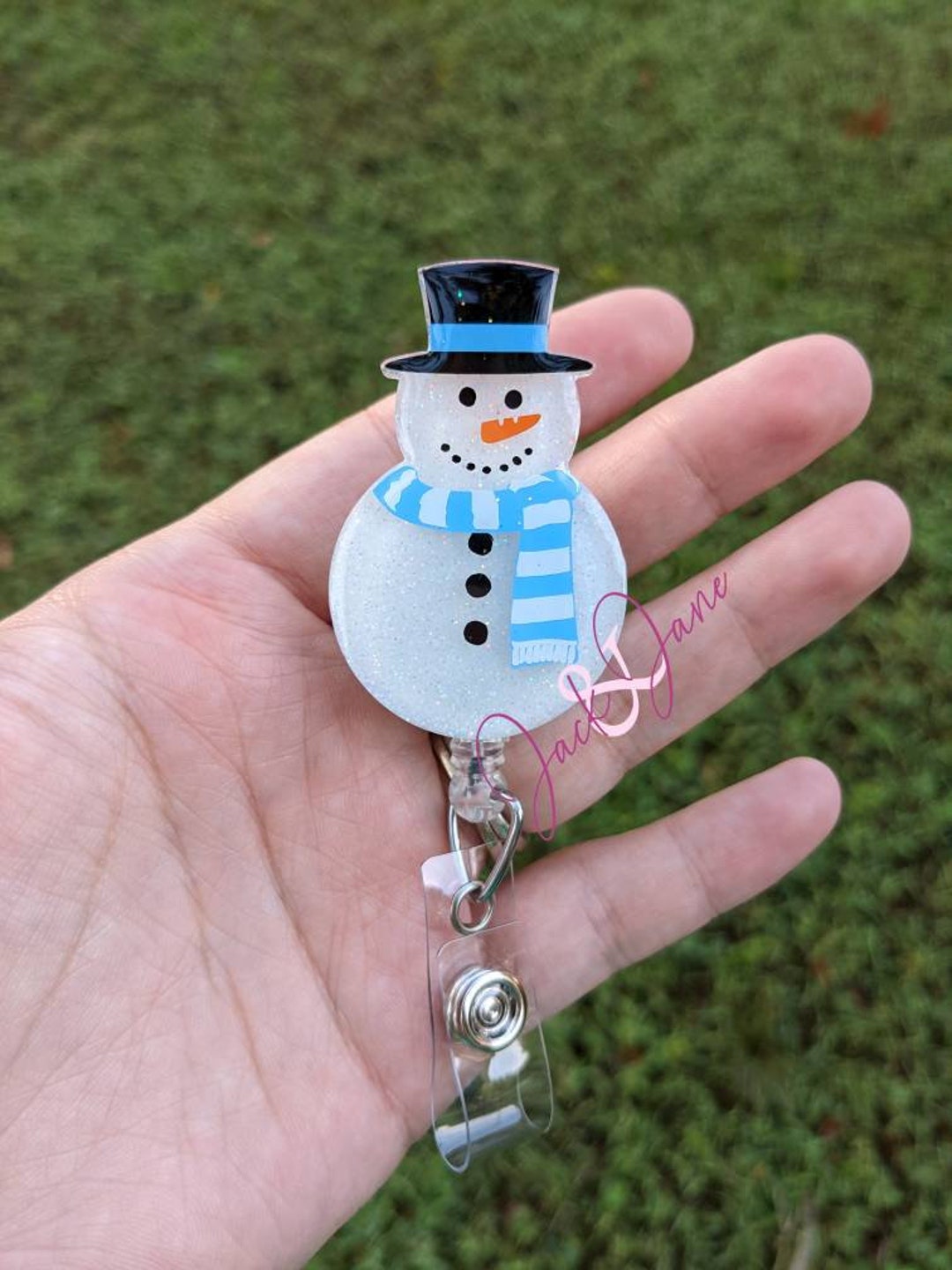 Snowman Badge Reel, Christmas Badge Holder, Retractable Badge Reel ...