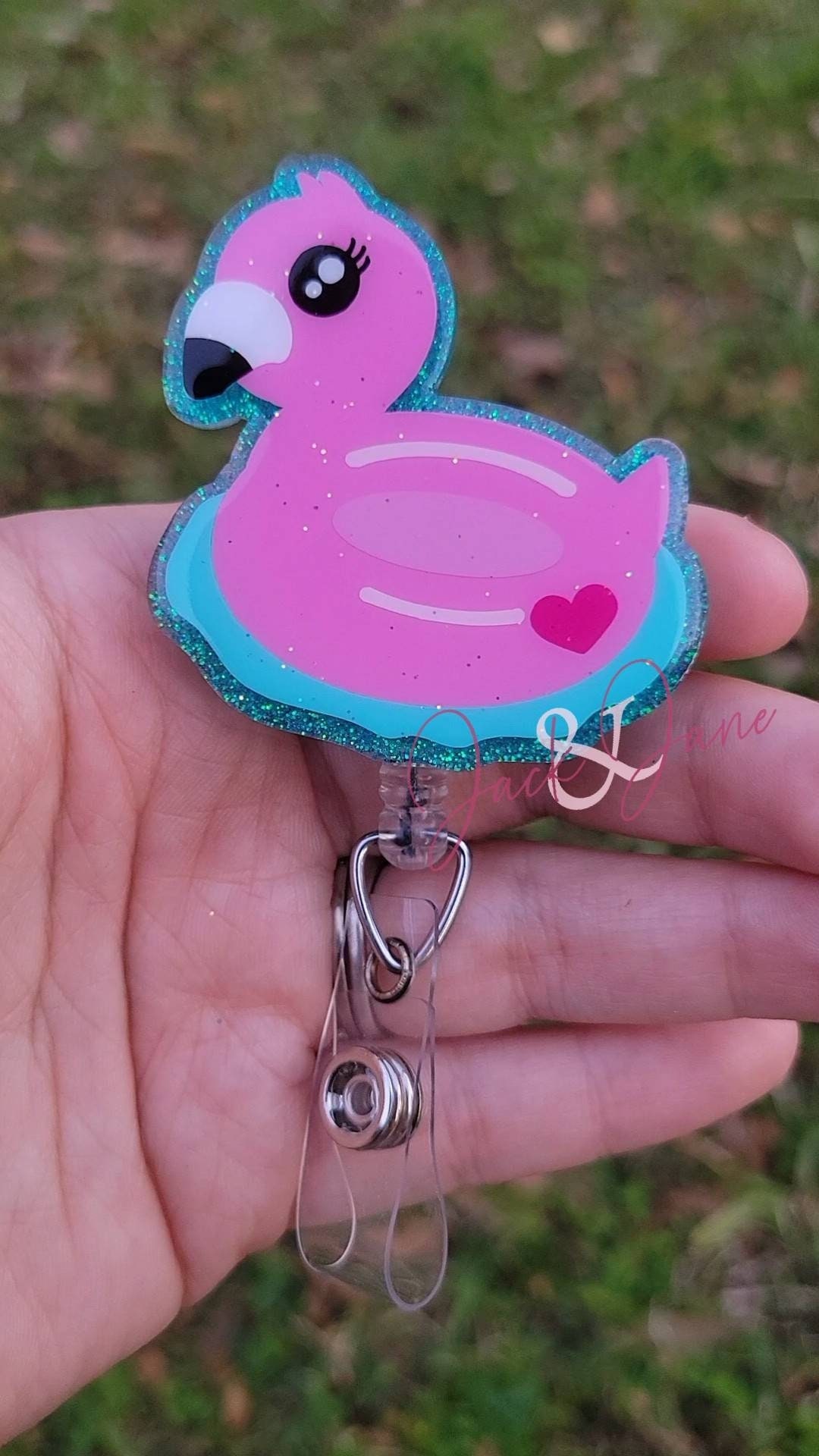 Flamingo Pool Float Badge Reel, Summer Badge Reel, Cute Badge Holder ...