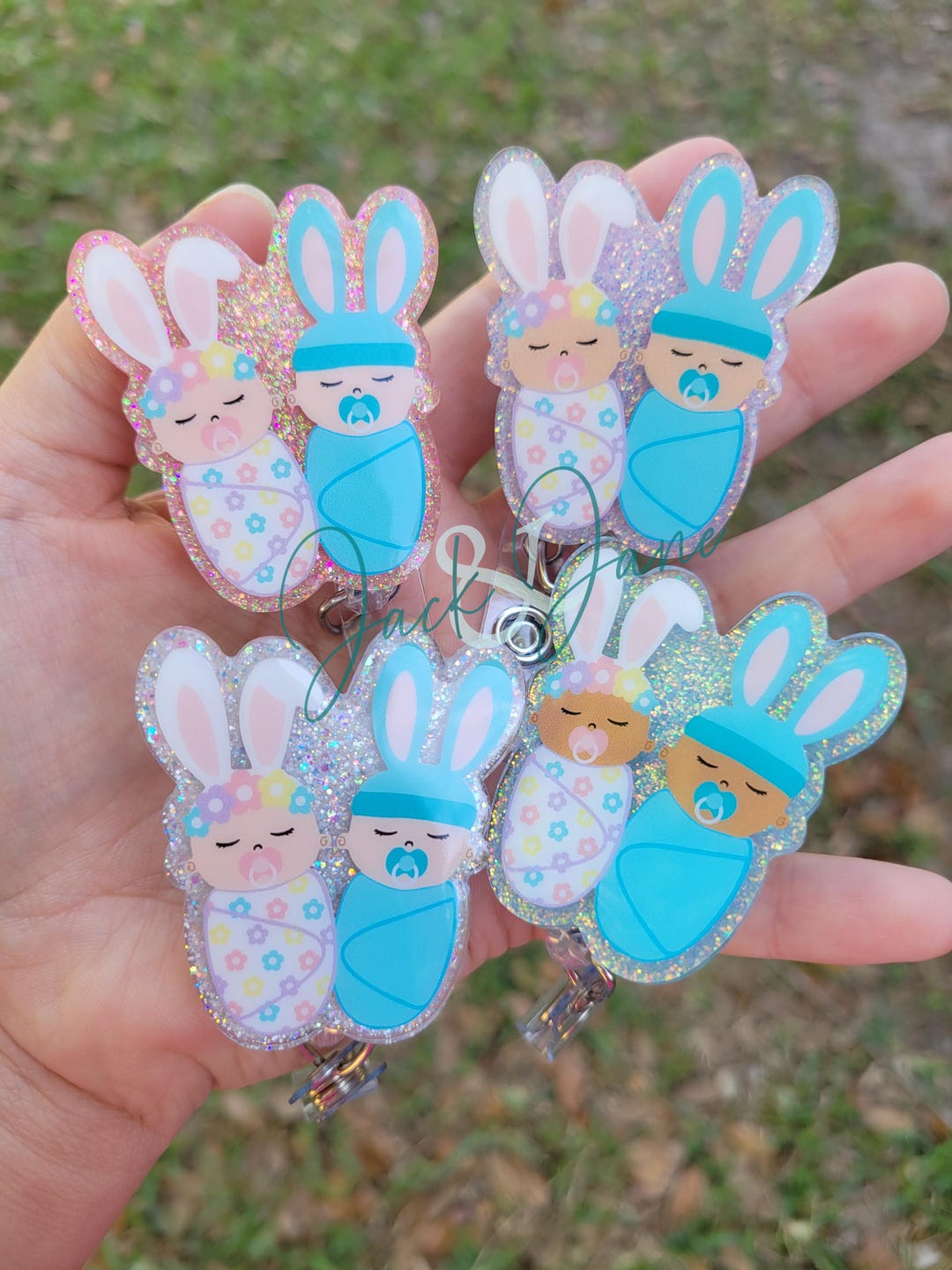 Easter Bunny Baby Badge Reel, Mother Baby Nurse Badge, Spring Labor ...