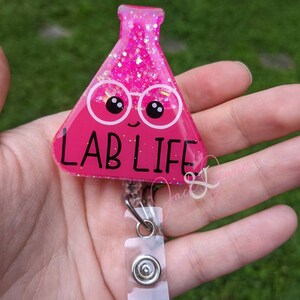 Glitter Beaker Badge Reel: Lab Life Retractable Badge Clip - Etsy