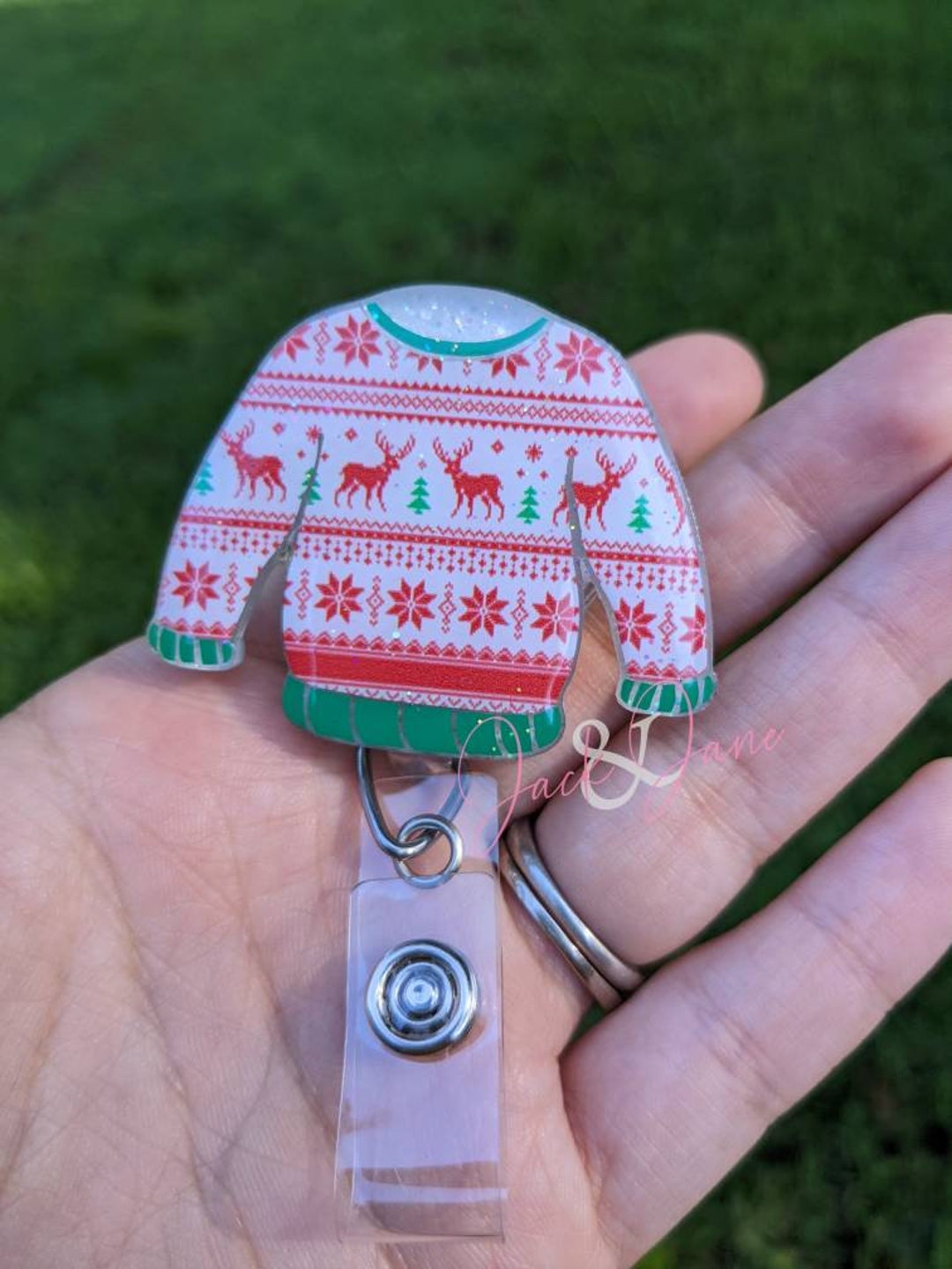 Christmas Sweater Badge Reel, Christmas Badge Holder, Retractable Badge ...