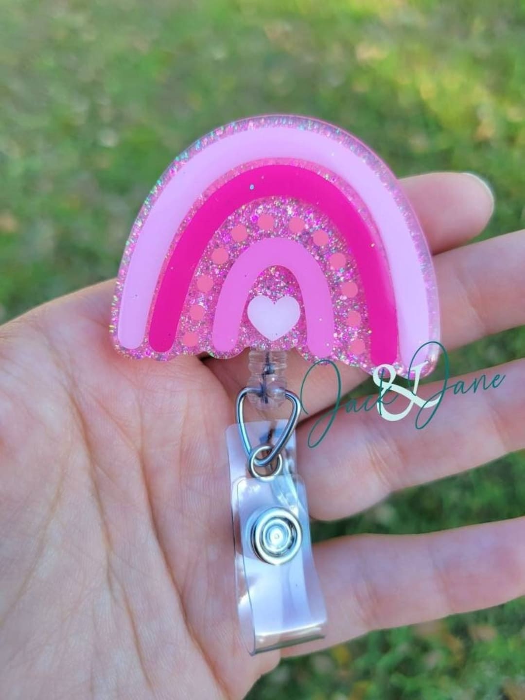 Pink Rainbow Badge Reel, Spring Badge Reel, Nurse Badge Reel, Rainbow ...