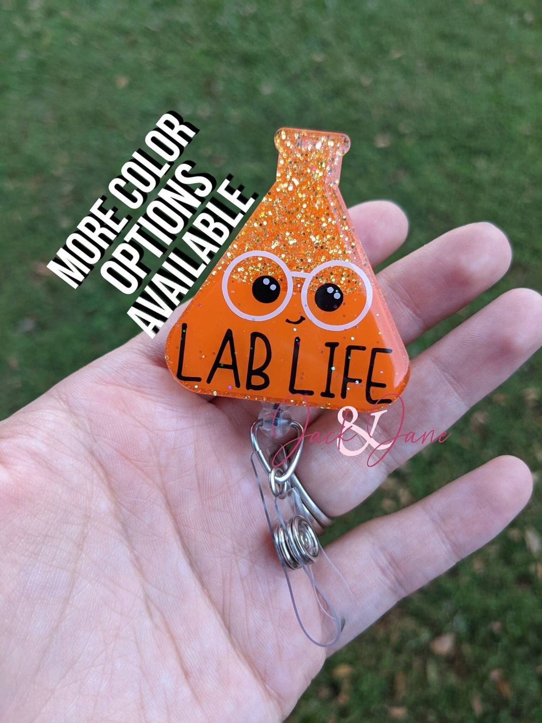 Beaker Badge Reel, Lab Life Retractable Badge Reel, Glitter Badge Clip ...