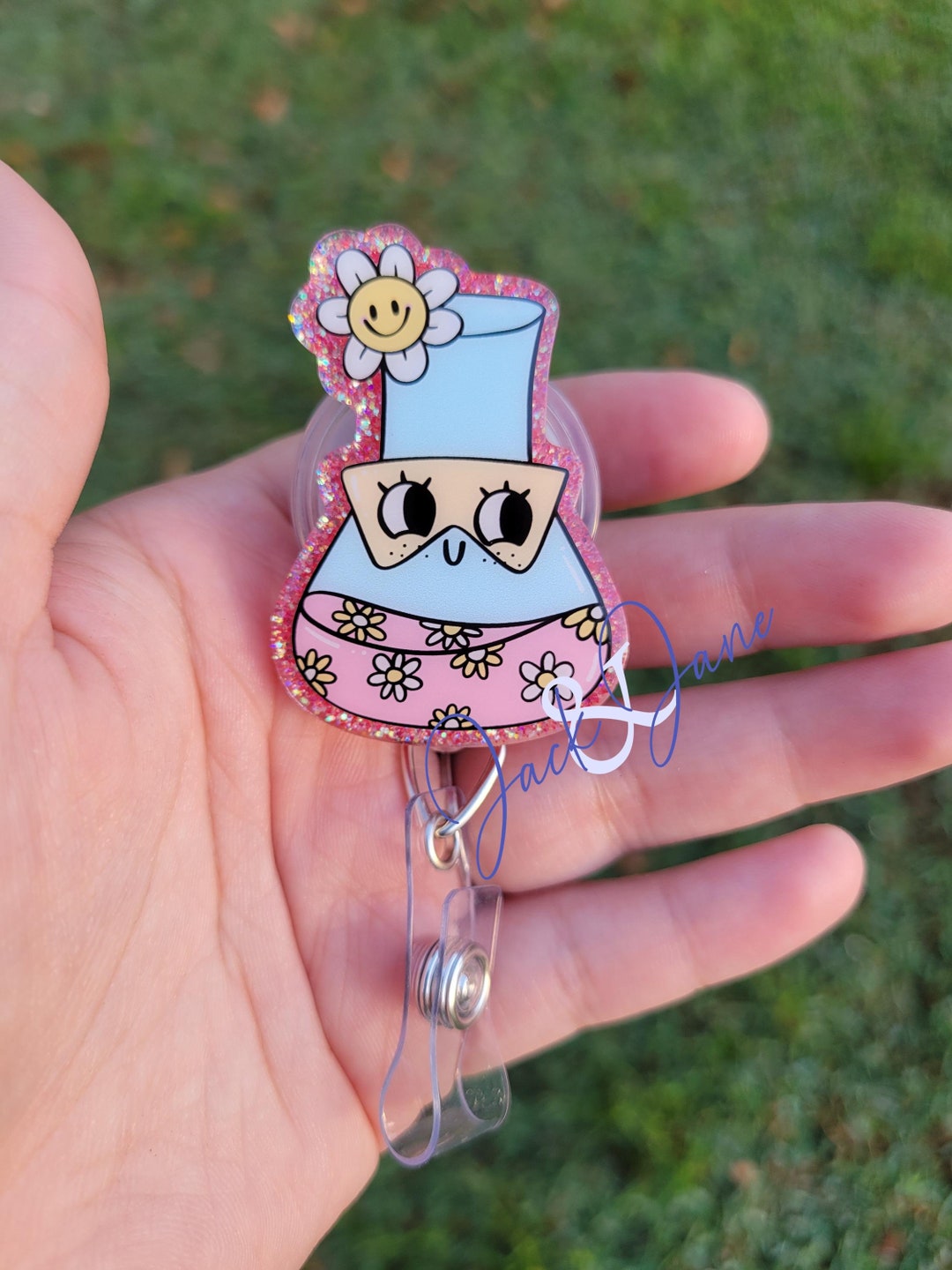 Beaker Badge Reel, Lab Life Retractable Badge Reel, Glitter Badge Clip ...