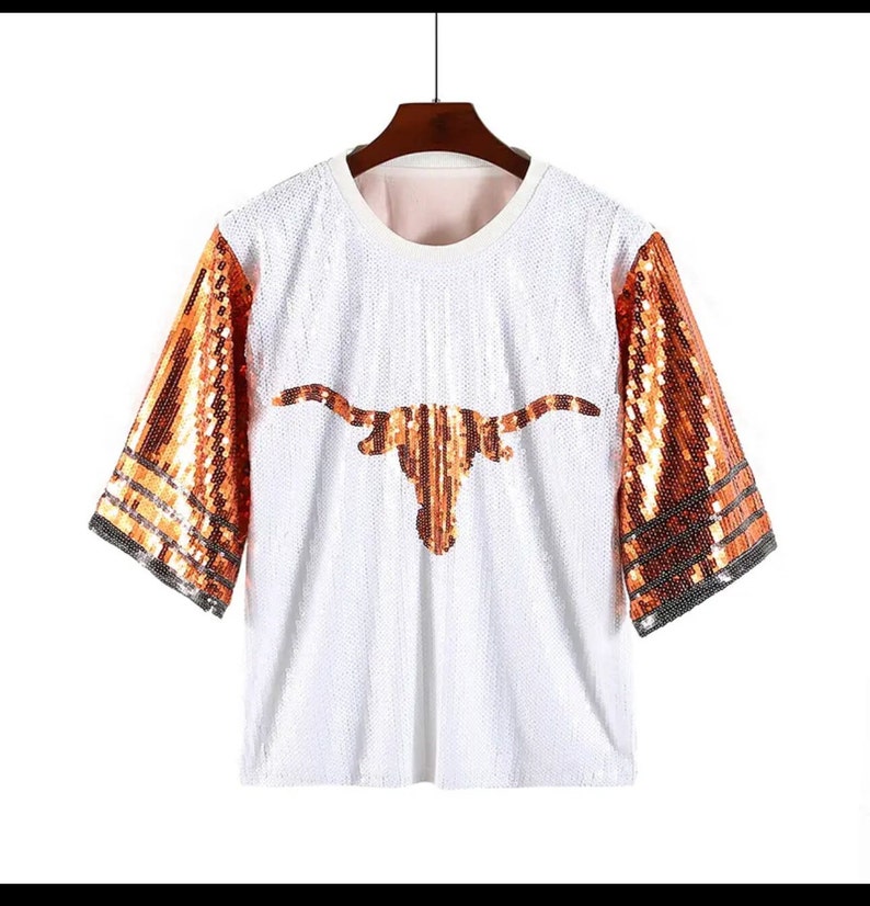 University of Texas Sequin Shirt Longhorns Hook em Horns - Etsy