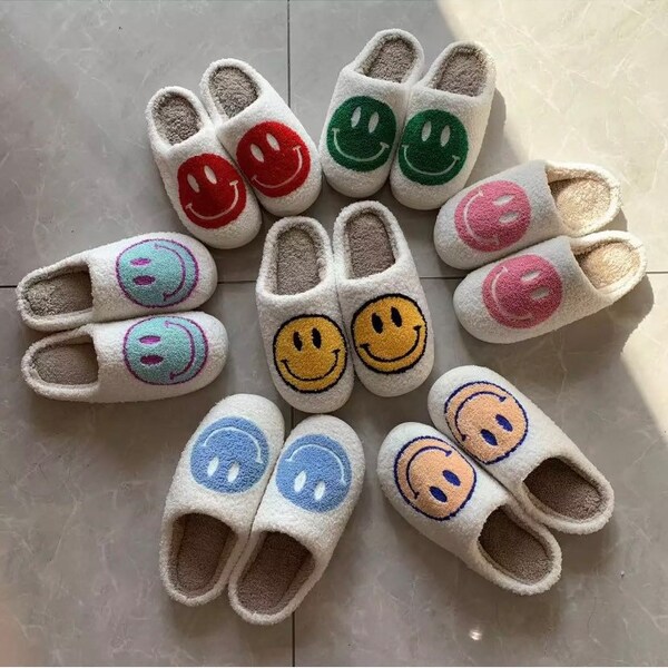 Smiley Face Slippers - Etsy