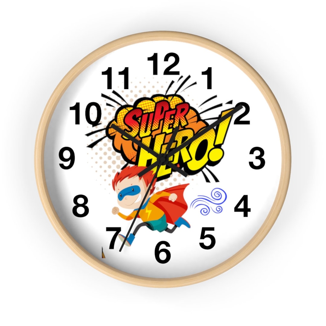 Boy Super Hero Designer Wall Clock-for Child' Room Kids Birthday Gift ...