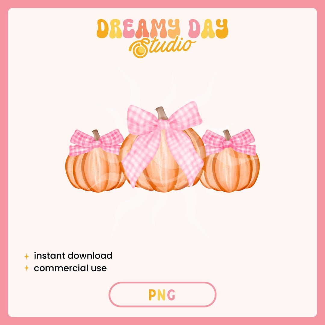 Watercolor Pumpkin With Pink Bows Png · Cute Halloween Png · Kids ...