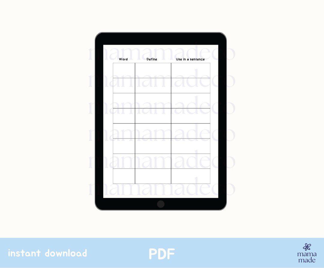 Instant Download · Minimalist Vocabulary Study Printable Worksheet ...