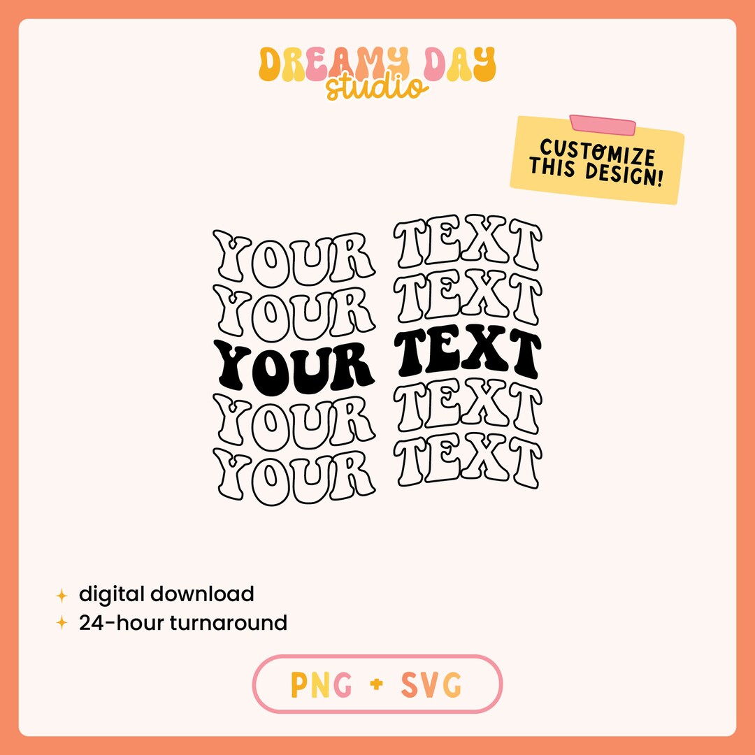 Instant Download · Custom Reto Wavy Svg · Retro Wavy Text Svg · Retro ...