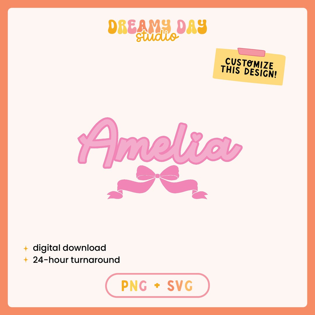 Custom Name Png · Pink Bow Personalized Name Svg · Custom Girl Tshirt ...