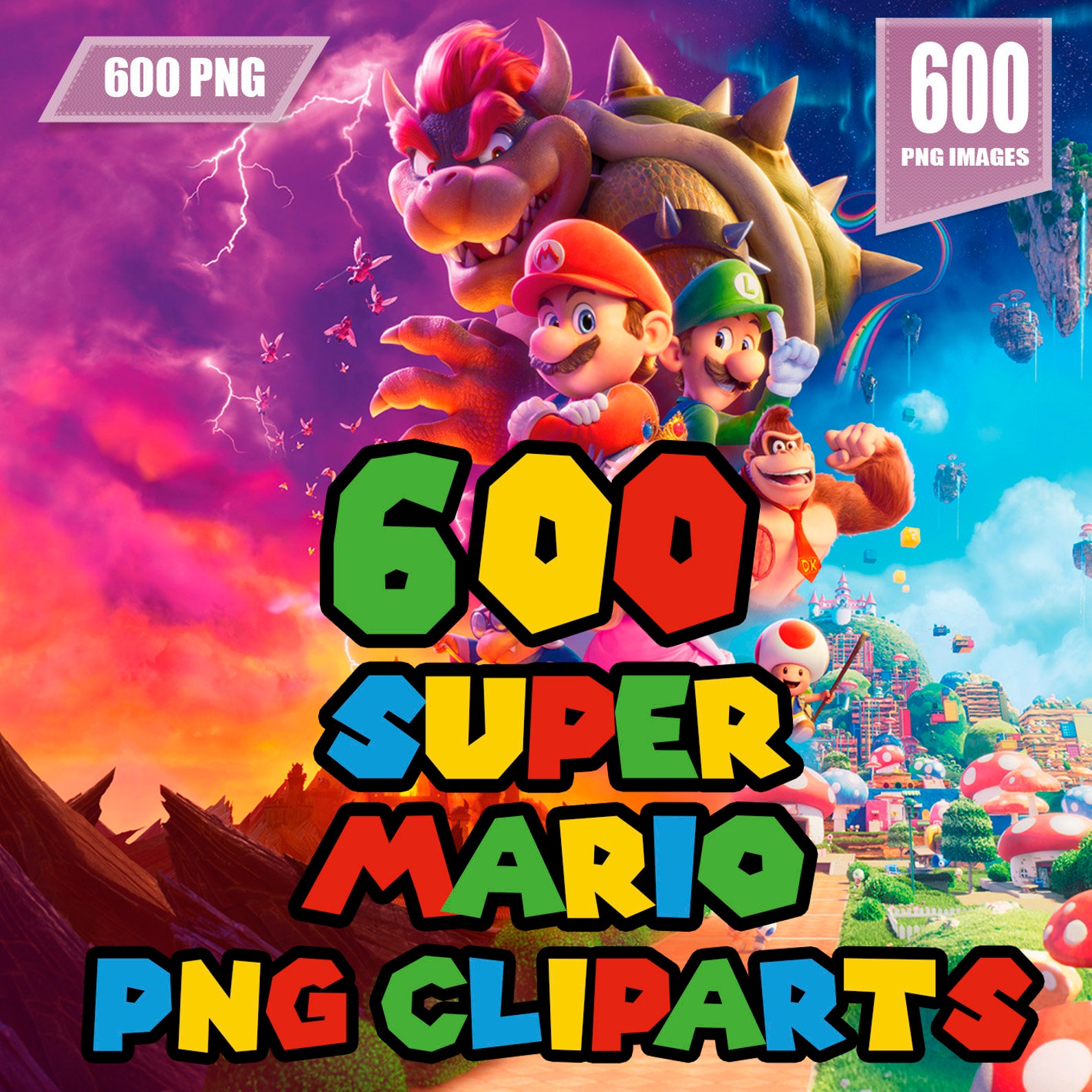 Super Mario Clipart: 600 PNG Images, Printable Mario (digital Download ...