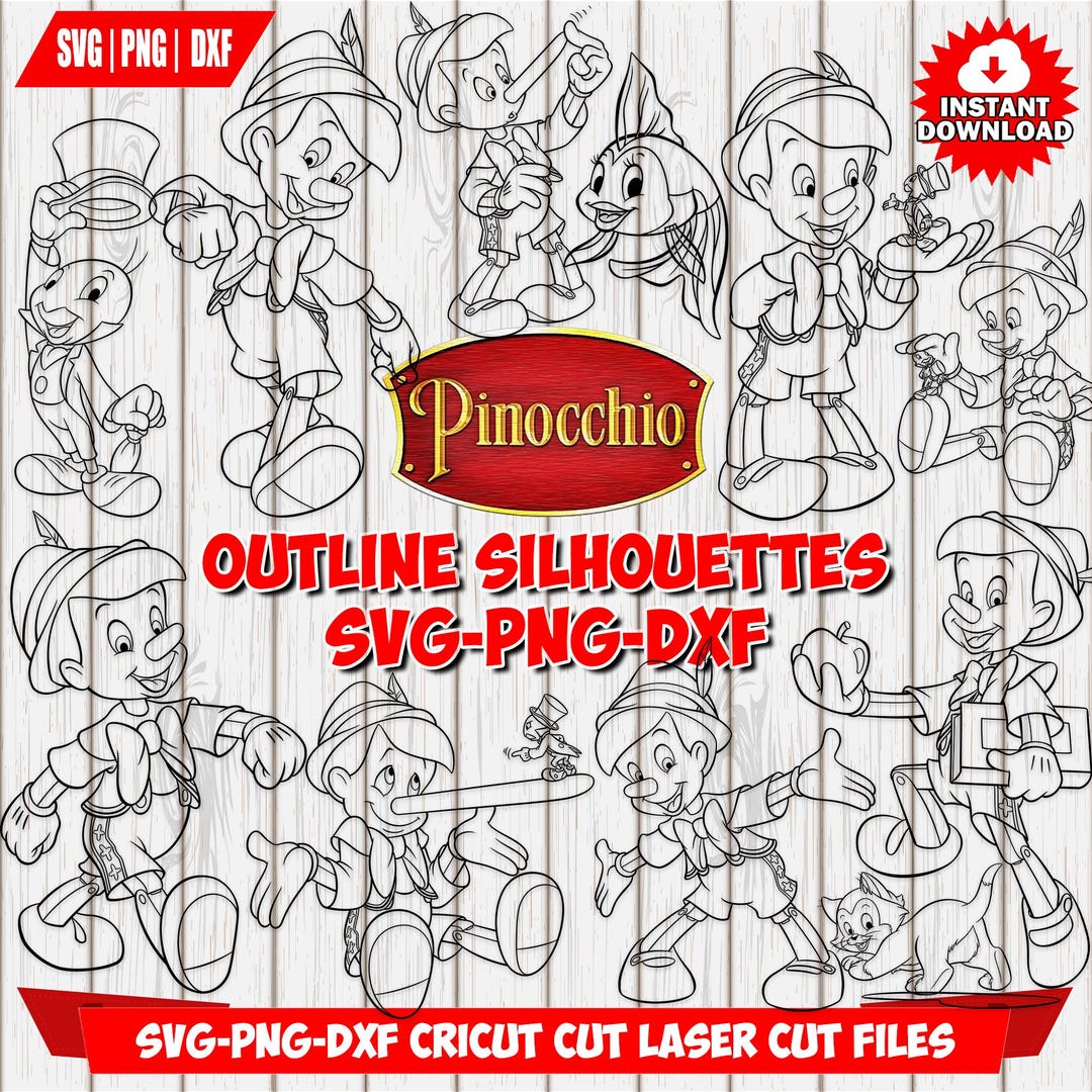 Pinocchio SVG Bundle Wooden Boy Long Nose Cricut DXF Laser Cut Files ...