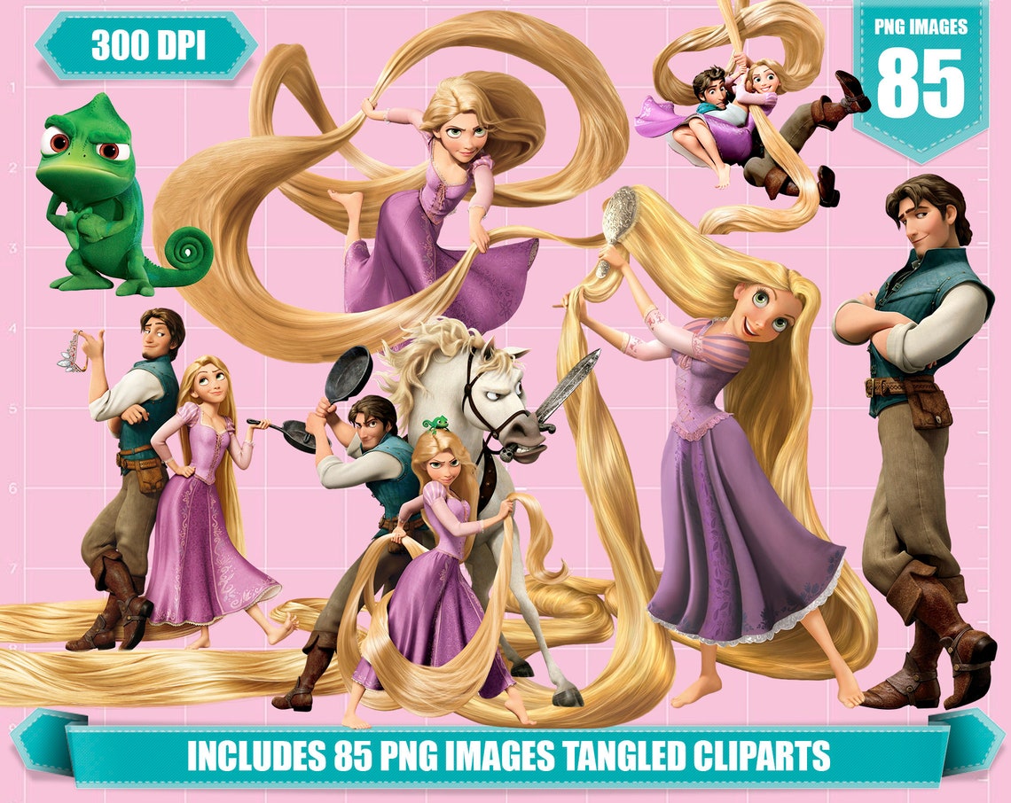Tangled Rapunzel Clipart: 85 PNG Images (digital Download) - Etsy